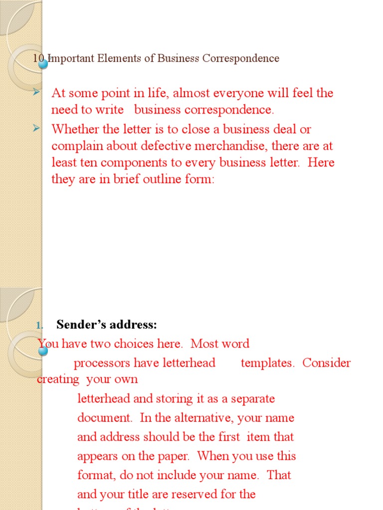Components and Formats of Business Correspondence | PDF | Text ...