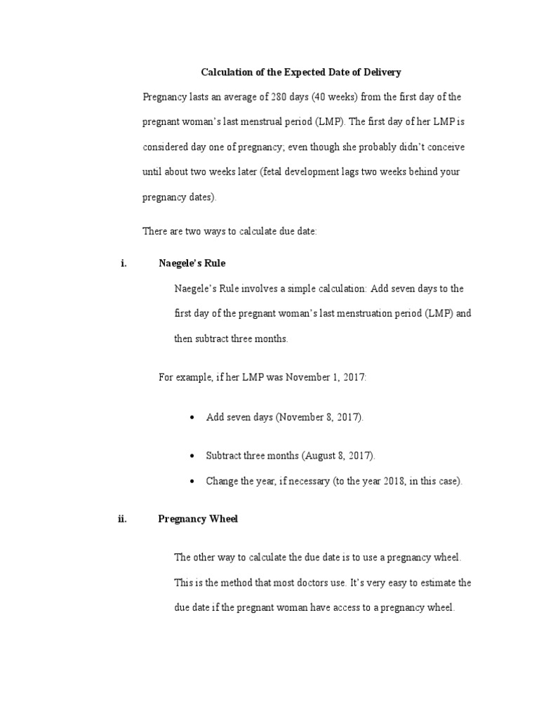 Calculation of The Expected Date of Delivery | PDF