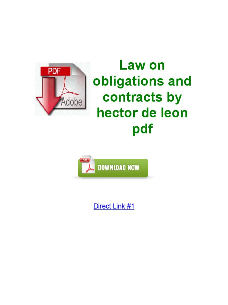 Law On Obligations and Contracts by Hector de Leon PDF: Direct Link #1 ...