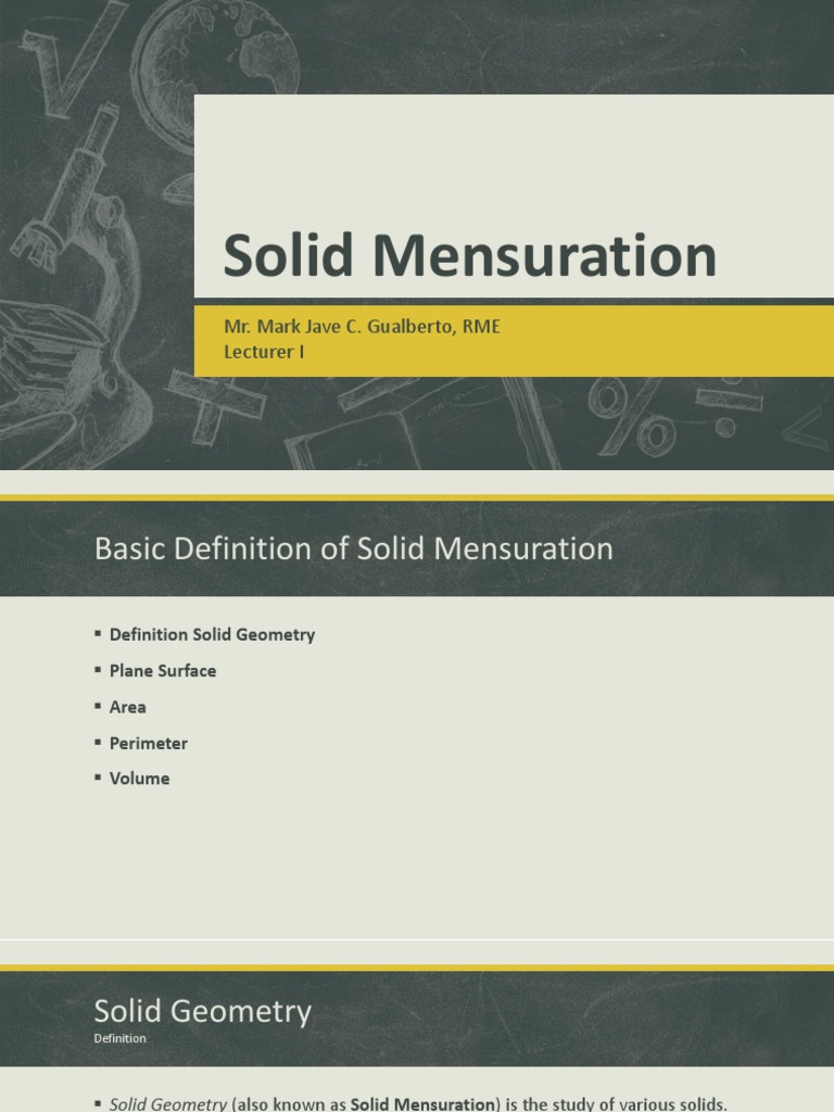 Basic Definition of Solid Mensuration | PDF | Geometry | Area