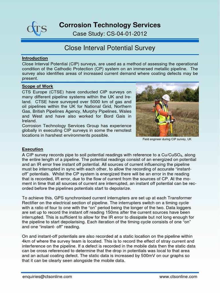 Close Interval Potential Survey: Orrosion Echnology Ervices | PDF ...