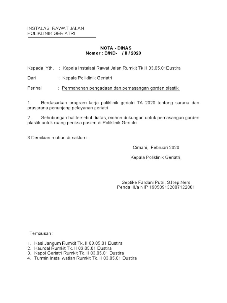 Contoh Nota Dinas Terbaru | PDF