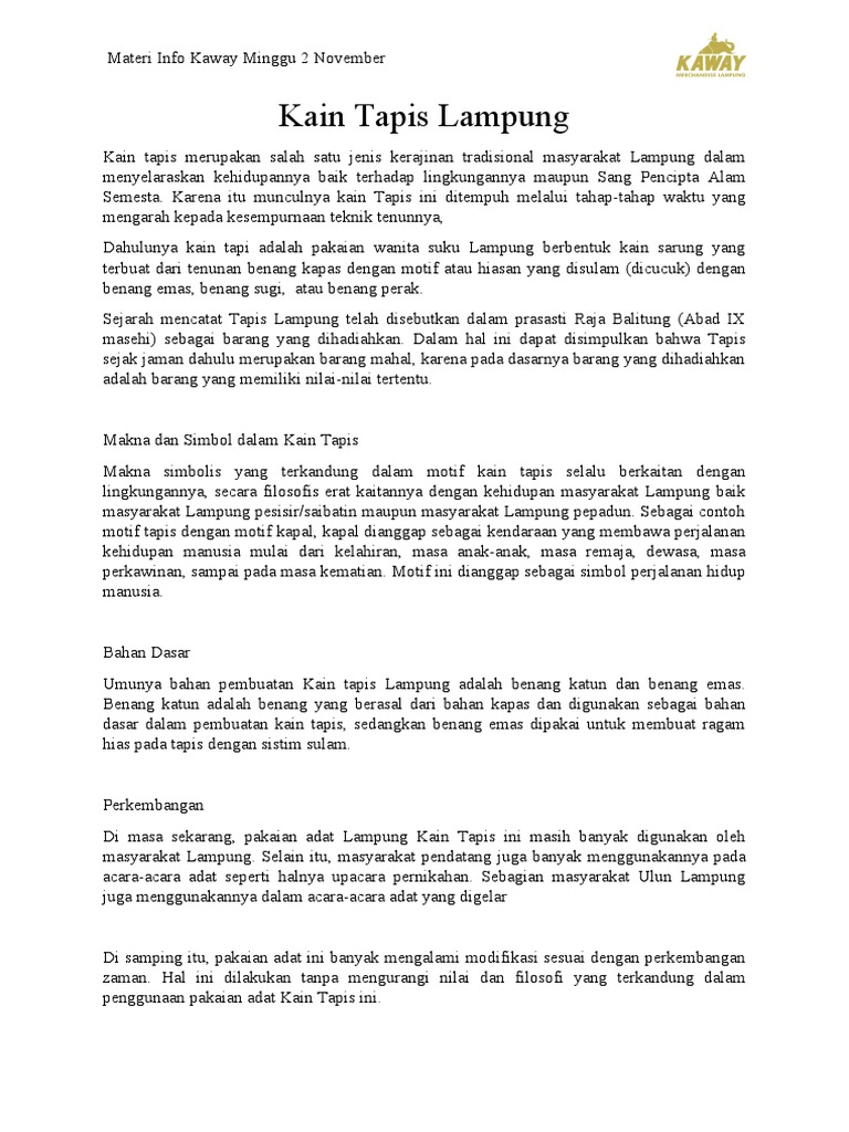 Kain Tapis Lampung | PDF