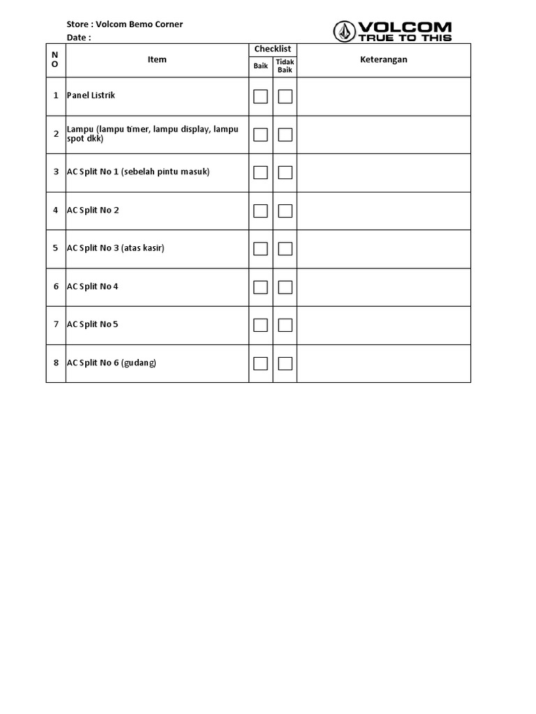 Checklist Perawatan Volcom Bemo & Seminyak | PDF | Komputer