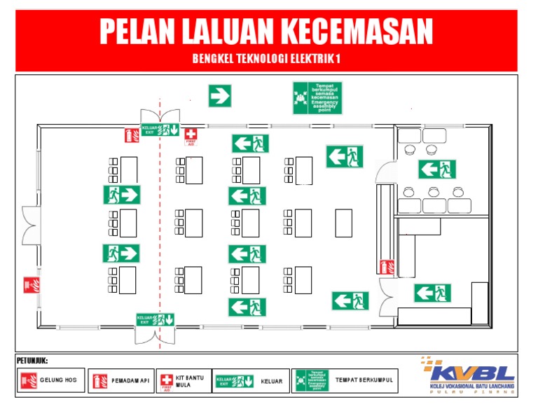 Pelan Laluan Kecemasan Bgkel Tek Elektrik 1 | PDF
