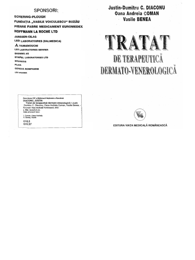 Diaconu TRATAT de Terapeutica Dermatovenerologica Tot | PDF | Science & Mathematics