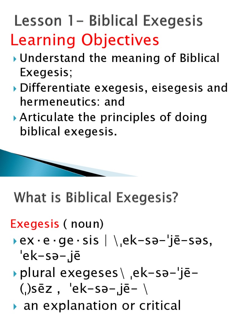 Lesson 1 - Biblical Exegesis | PDF | Exegesis | Hermeneutics