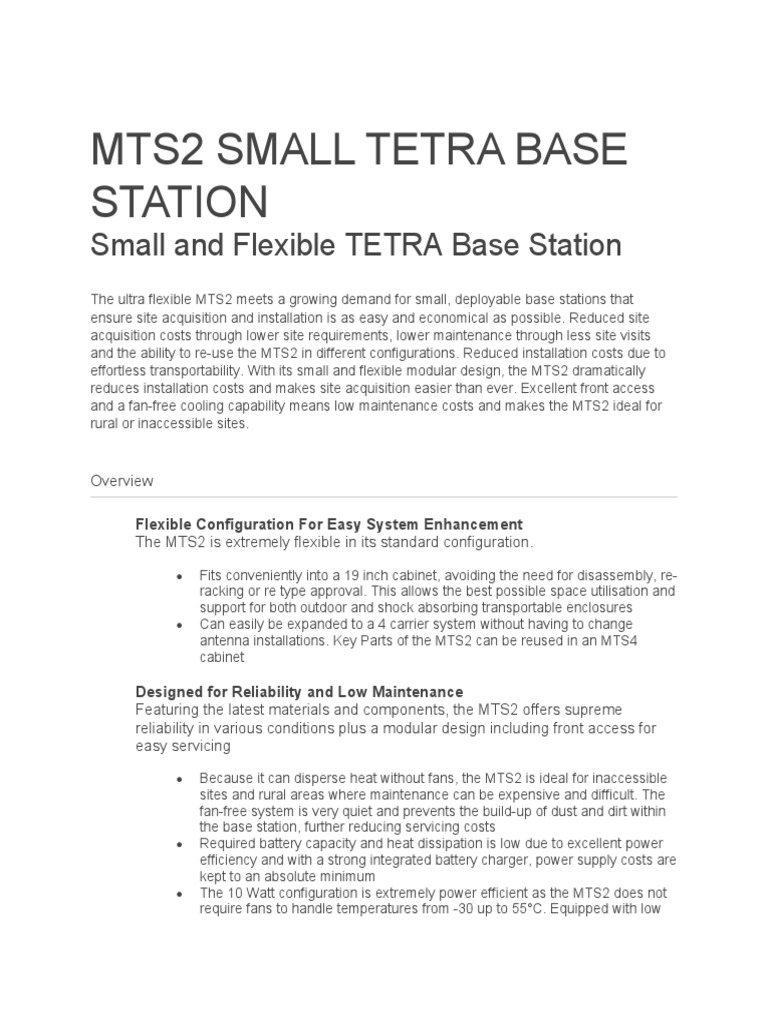 Small and Flexible TETRA Base Station | PDF | Electrical Engineering ...