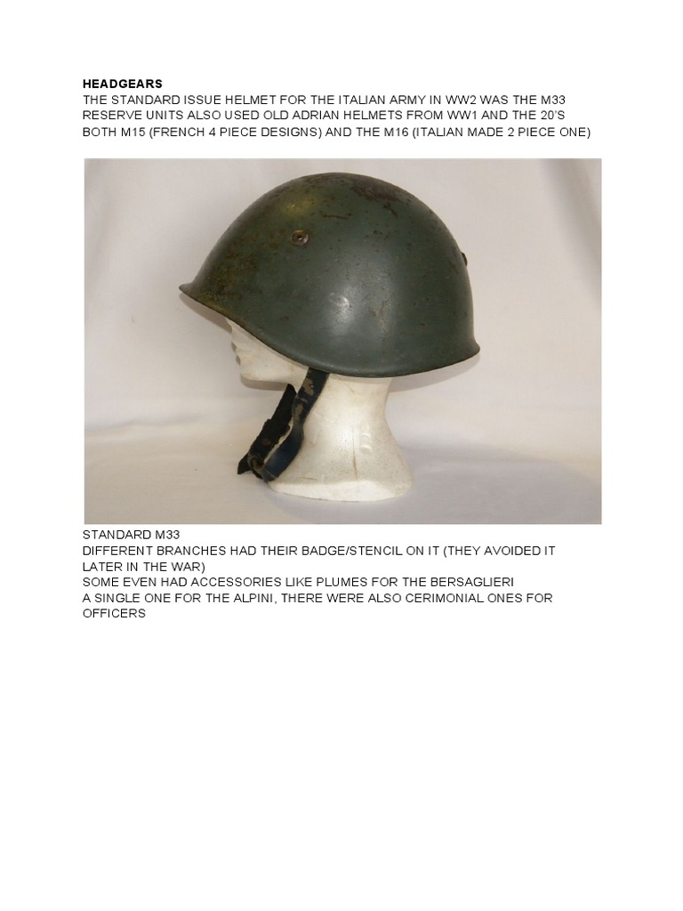 Italian Ww2 General Equipment | PDF | Uniforms | Military Uniforms