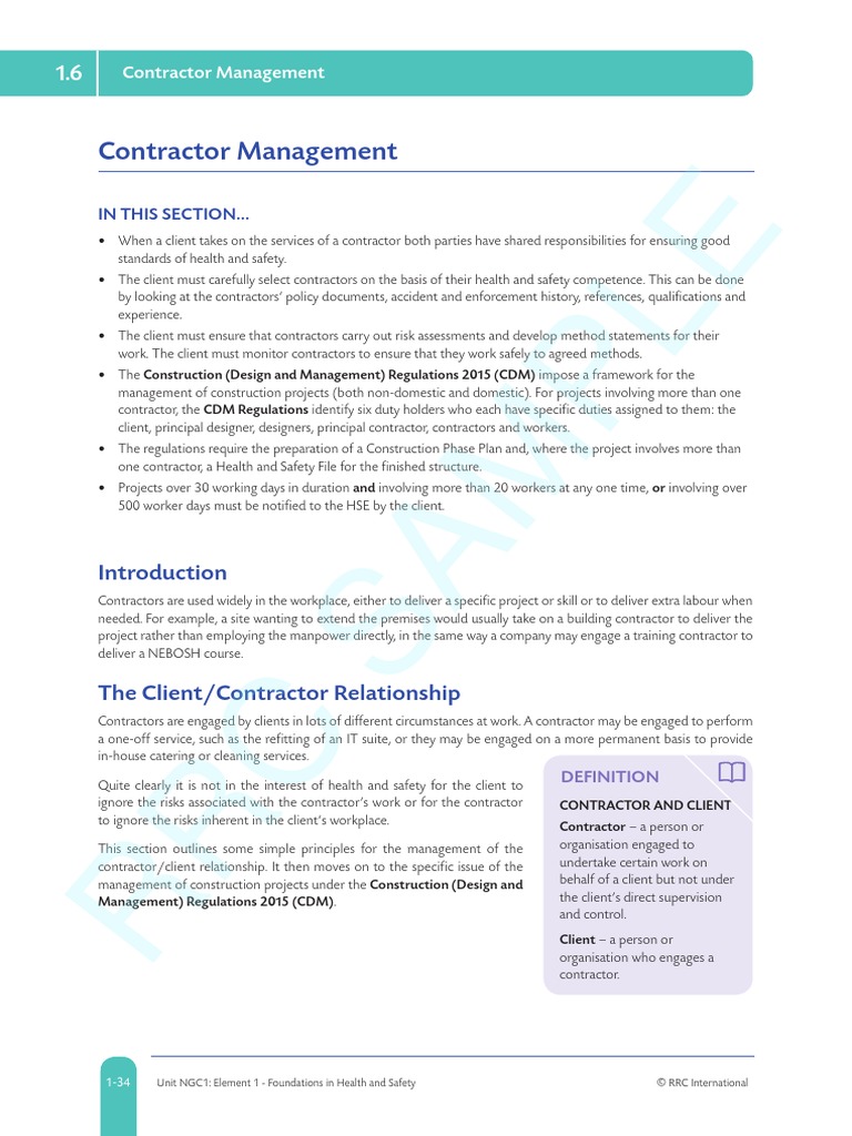 RRC Sample: Contractor Management | PDF | Employment | Occupational ...