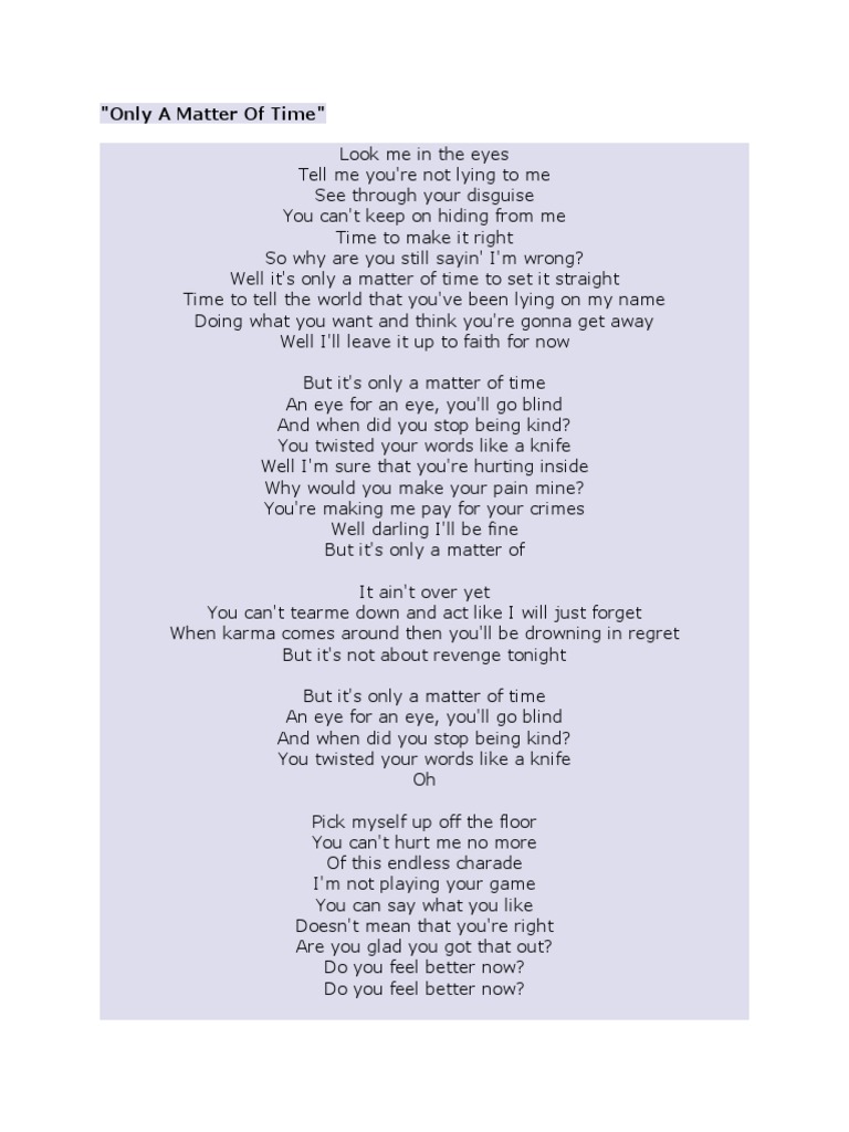 Only A Matter of Time | PDF