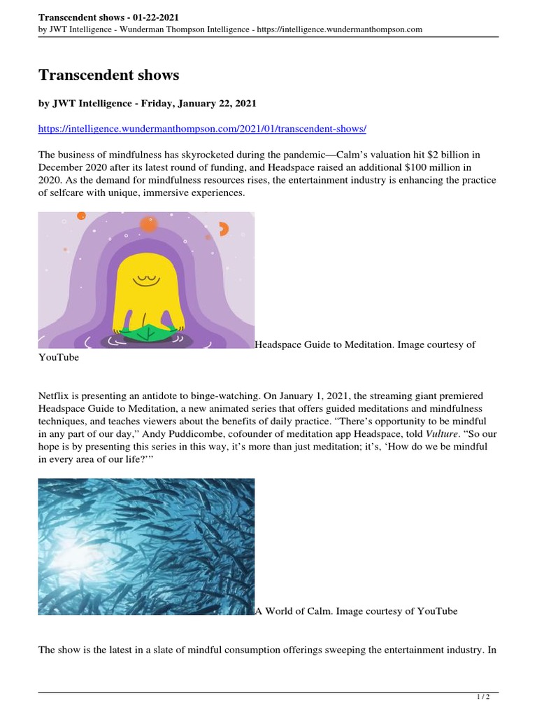 Transcendent Shows: by JWT Intelligence - Friday, January 22, 2021 ...