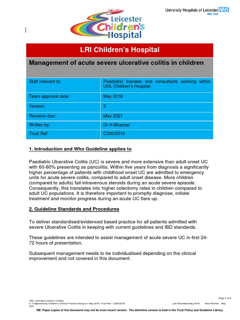 Pediatric Ulcerative Colitis Management | PDF | Ulcerative Colitis ...