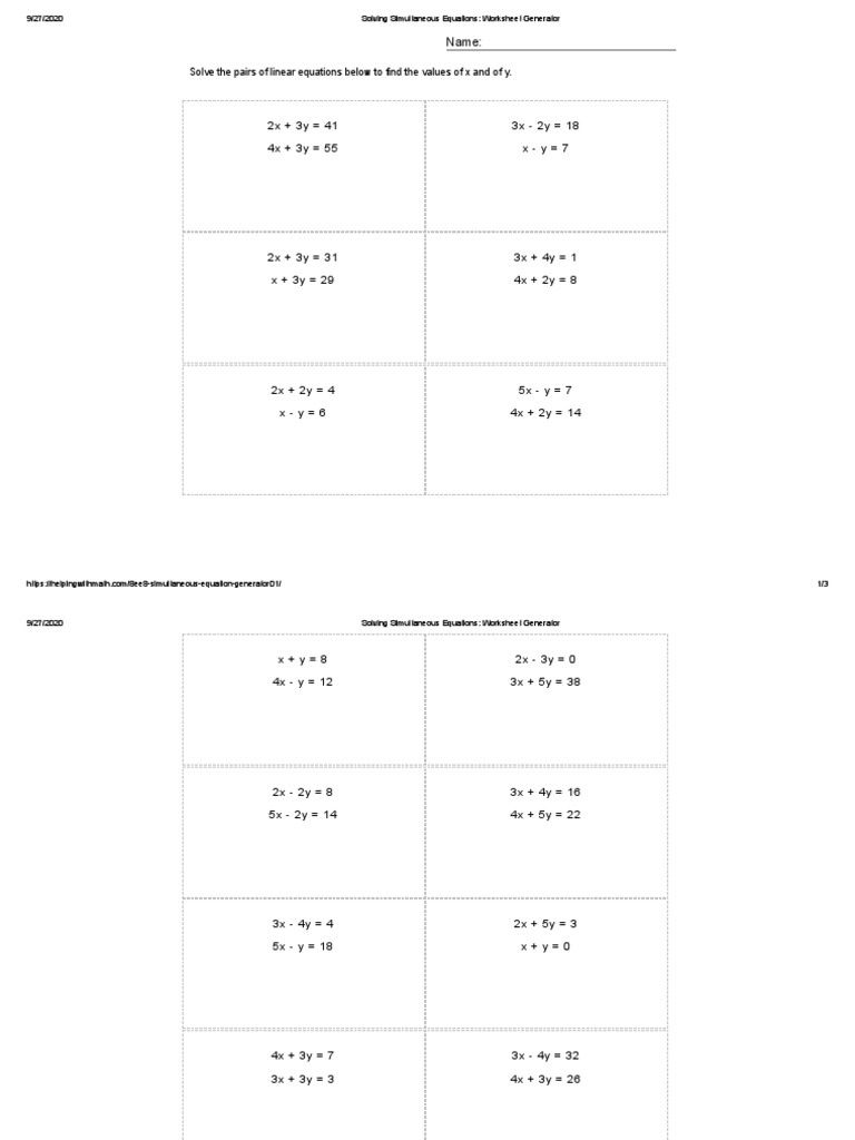 Simultaneous Equations (2. Exe 1) | PDF | Equations | Mathematical Analysis
