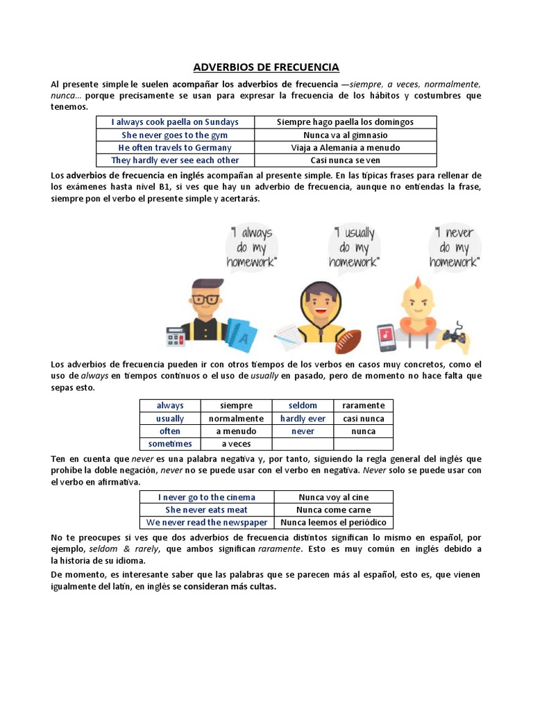 Adverbios de Frecuencia | PDF | Adverbio | Unidades Semánticas