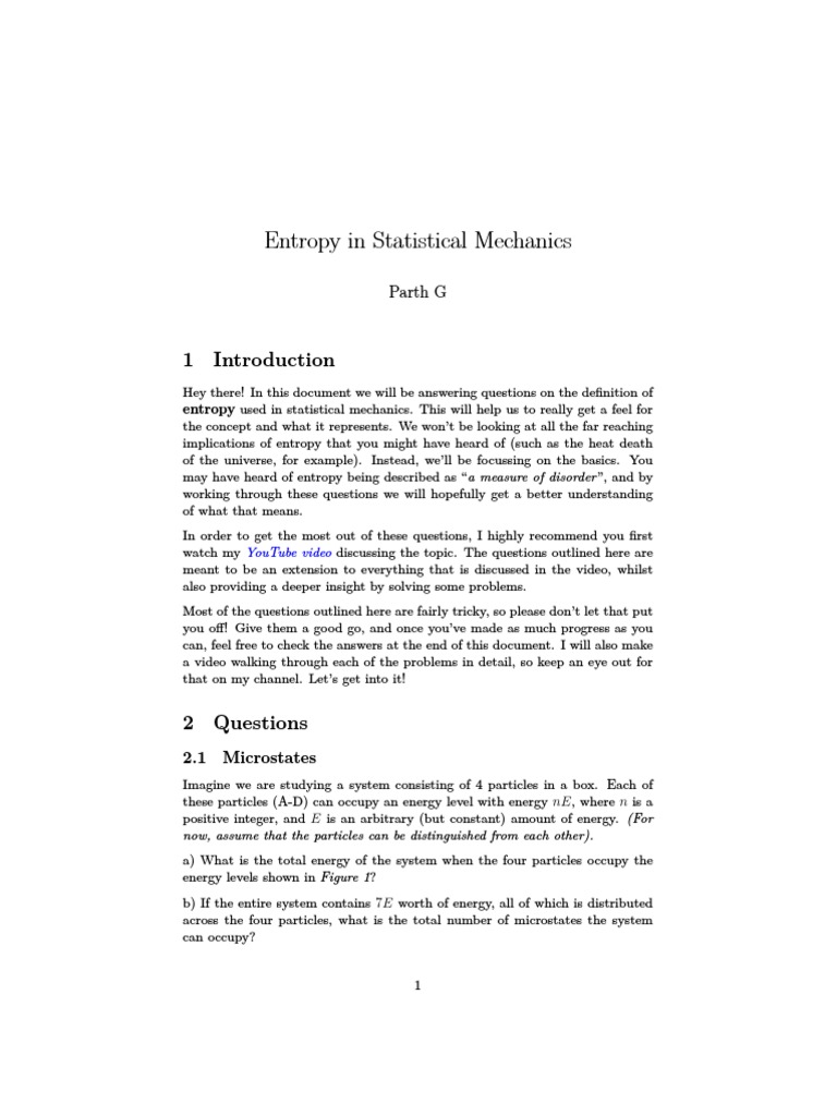 Understanding Entropy in Statistical Mechanics | PDF | Entropy ...