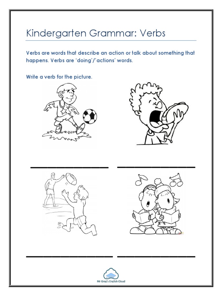 Kindergarten Verbs Workbook | PDF