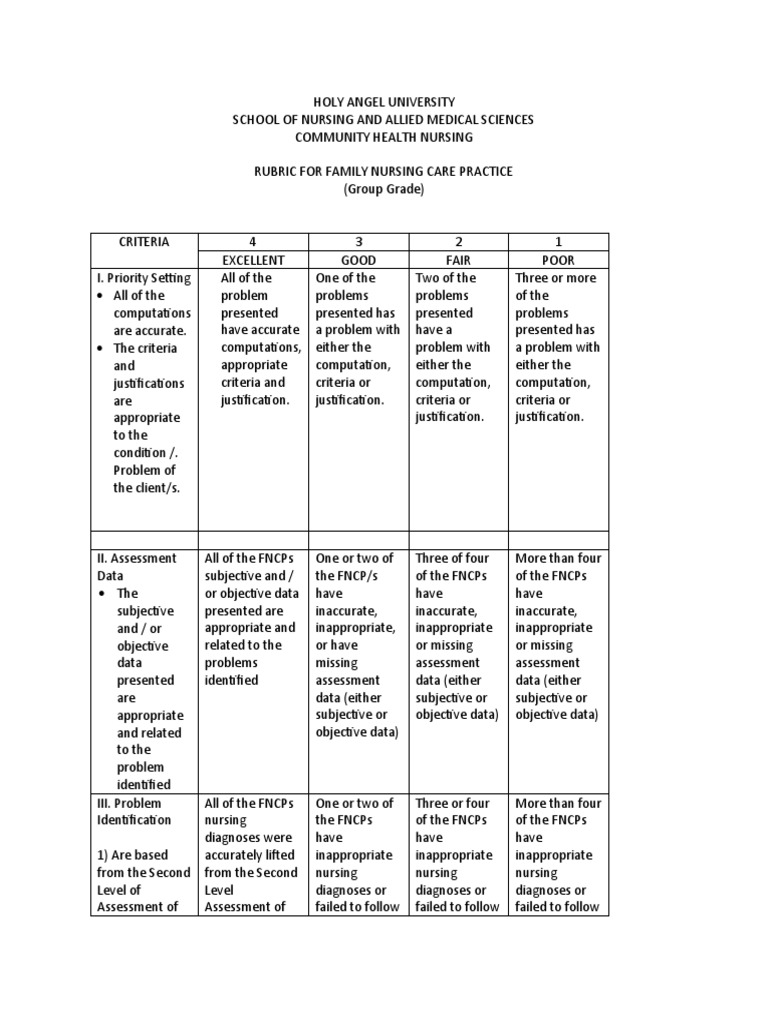 Rubric For Prioritization and FNCP - Manuscript | PDF | Nursing ...