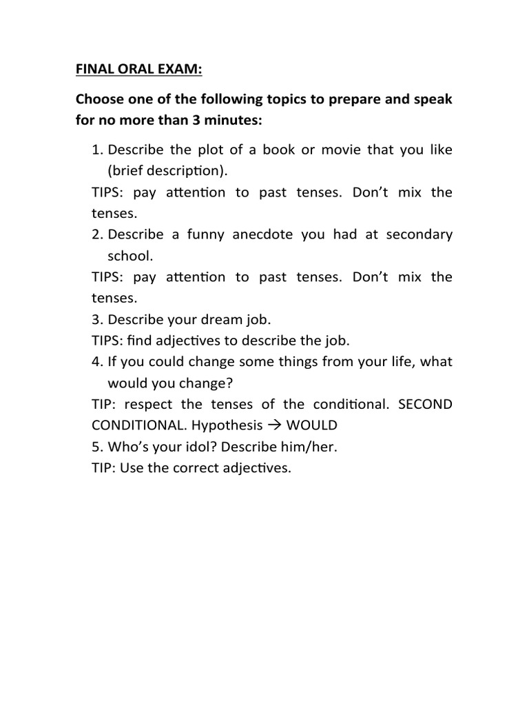 Fina Oral Exam | PDF | Language Arts & Discipline
