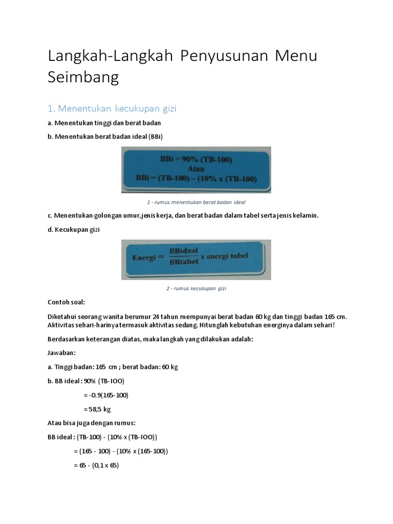 Langkah Penyusunan Menu Seimbang | PDF