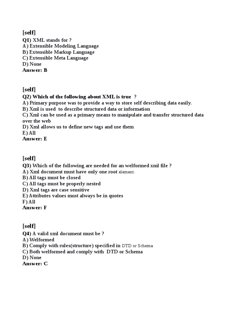 Unit-2 MCQS | PDF | Xml | Xml Schema