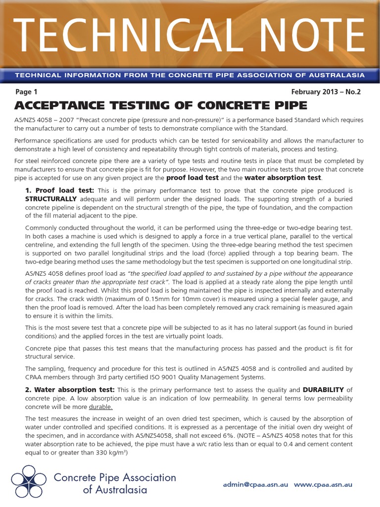 Acceptance Testing of Concrete Pipe | PDF | Concrete | Iso 9000