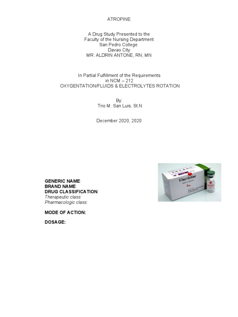 Atropine Drug Study | PDF