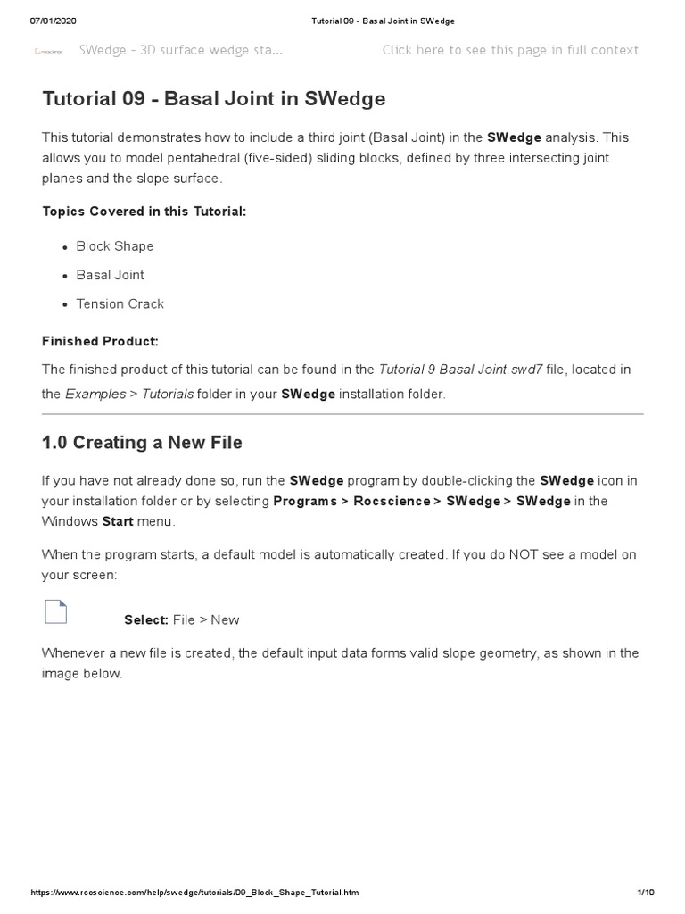 Tutorial 09 - Basal Joint in SWedge | PDF | Computing | Teaching Mathematics