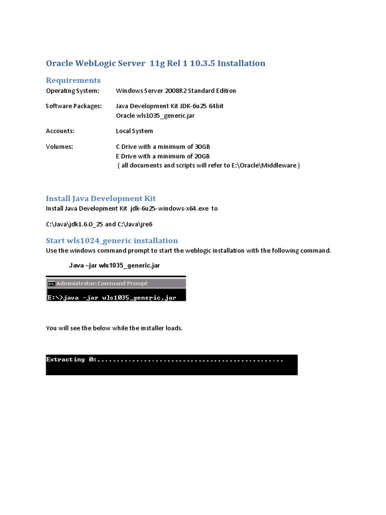 Install WebLogicServer 10.3.5 | PDF
