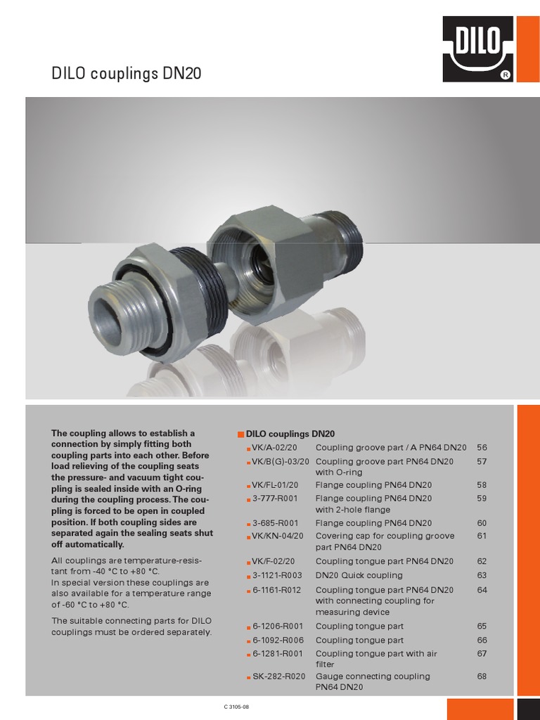 DILO Couplings DN20 C3105 | PDF | Equipment | Mechanical Engineering