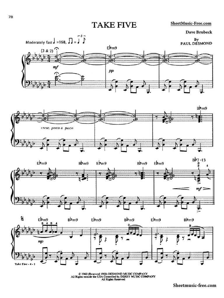 Take Five Sheet Music Dave Brubeck (SheetMusic Free - Com) | PDF