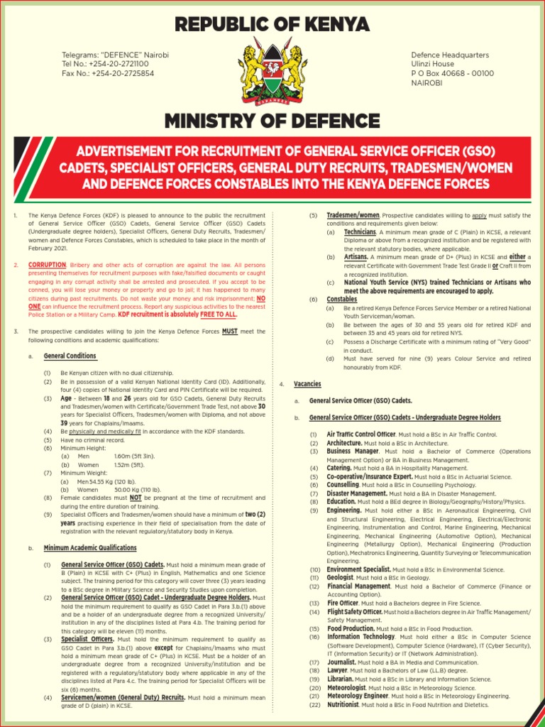 KDF - Department of Defence | PDF | Bachelor's Degree | Bachelor Of Science