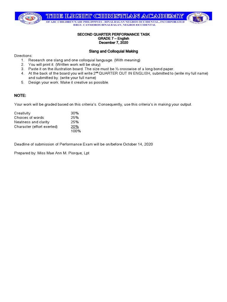 Grade 7 2ND Quarter PT in English | PDF