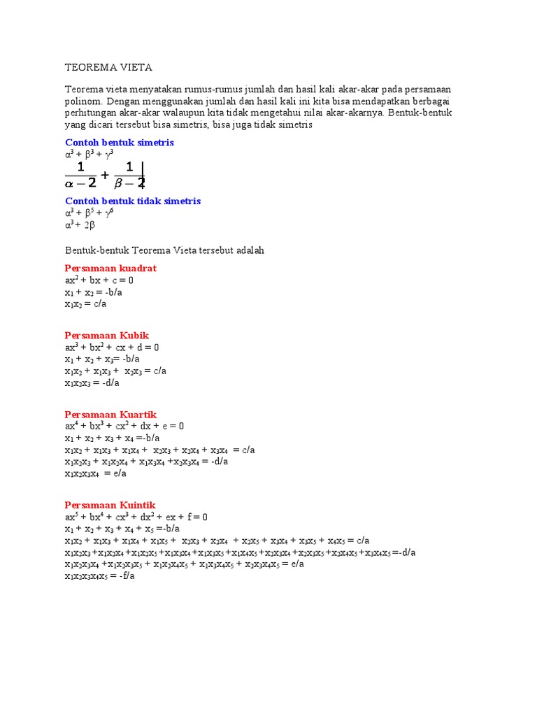 7292057materi Teorema Vieta | PDF