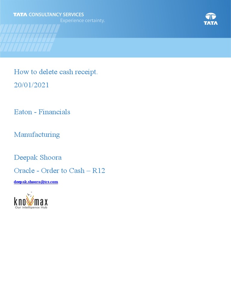 How To Delete AR Cash Receipt | PDF | Receipt | Computing