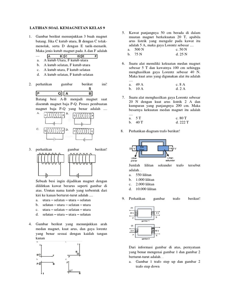 Soal Kemagnetan Kls 9 | PDF
