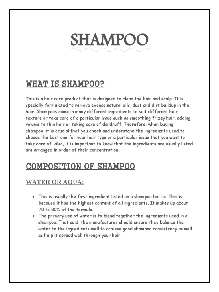 What Is Shampoo? | PDF | Shampoo | Surfactant