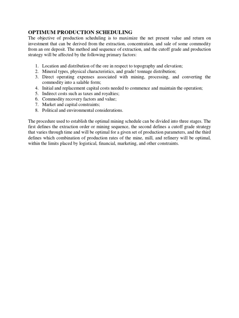Optimum Production Scheduling | PDF