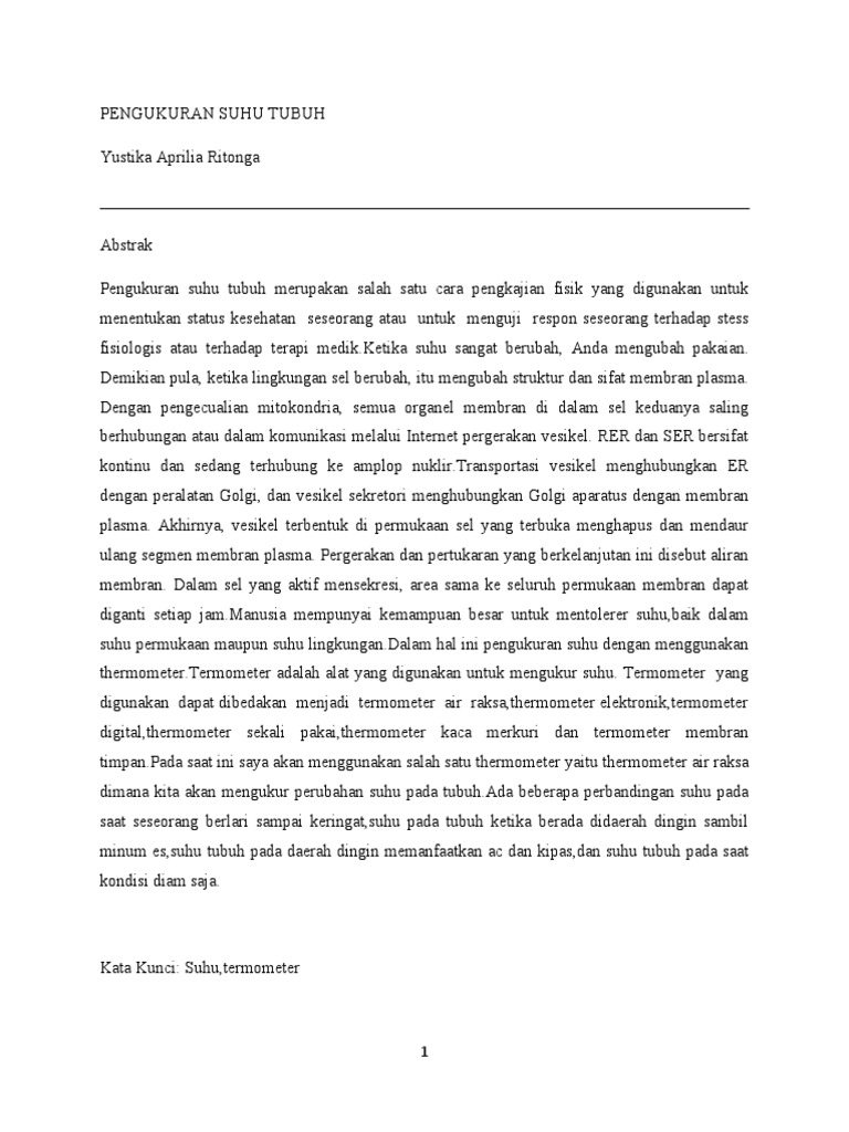 Jurnal Mengukuran Suhu Tubuh | PDF