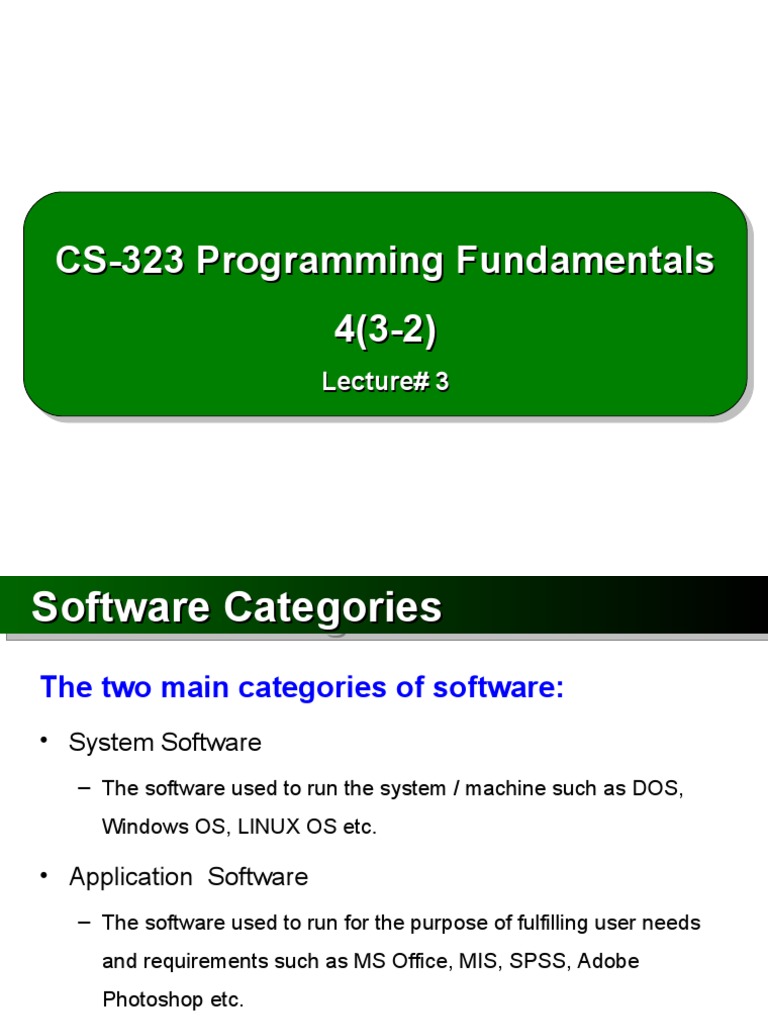 CS-323 Programming Fundamentals 4 (3-2) CS-323 Programming Fundamentals ...