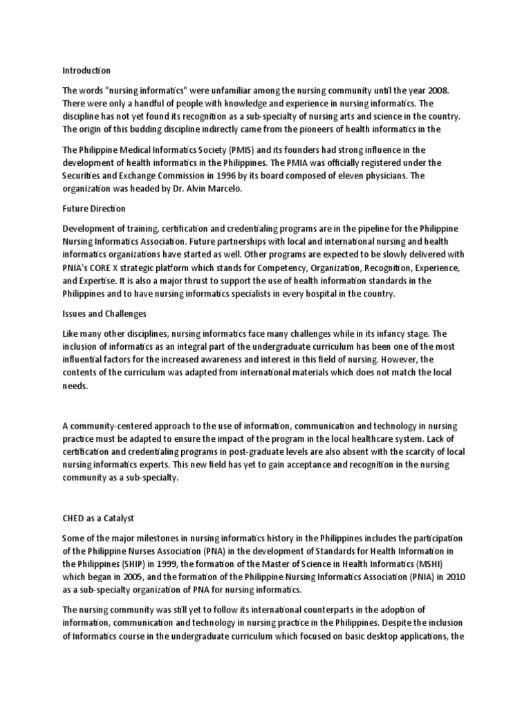 History of Nursing Informatics | PDF | Health Informatics | Nursing