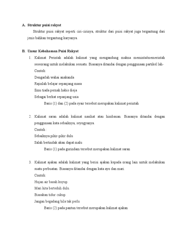 Struktur Puisi Rakyat | PDF
