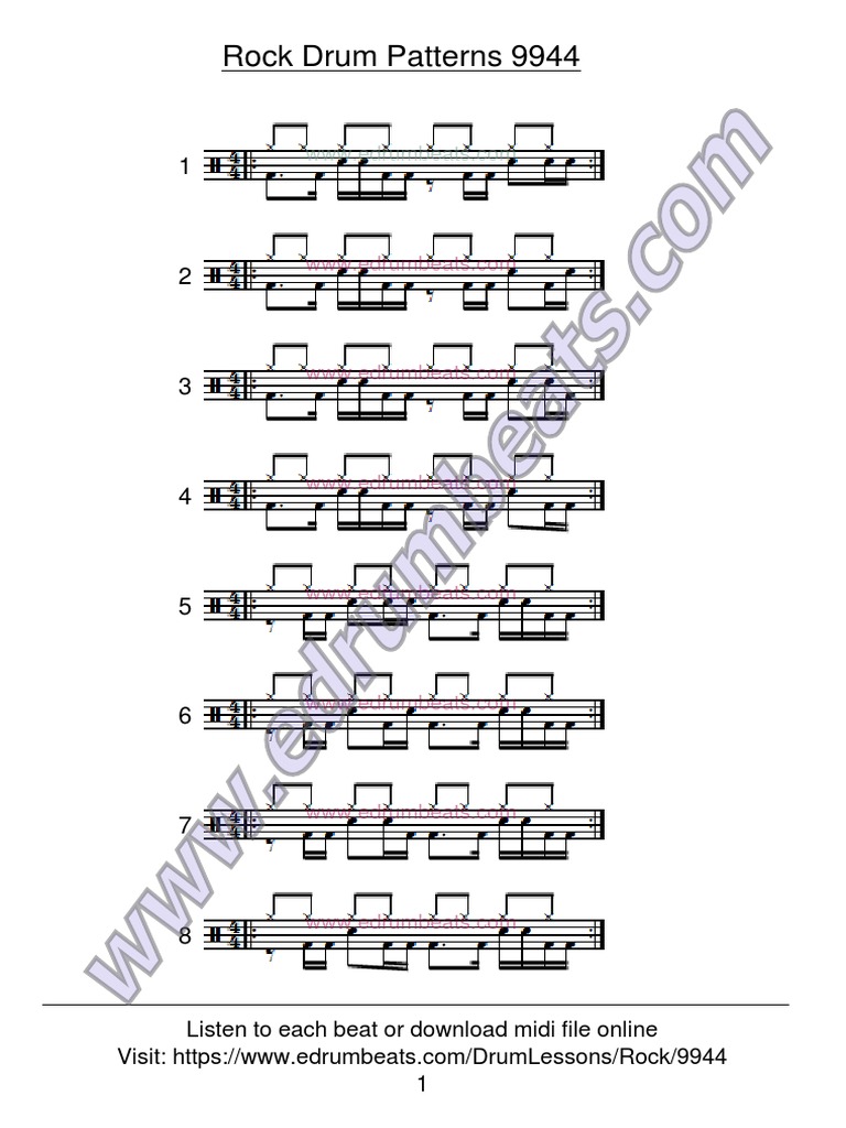 Rock Drum Patterns MIDI Downloads | PDF | Home & Garden | History