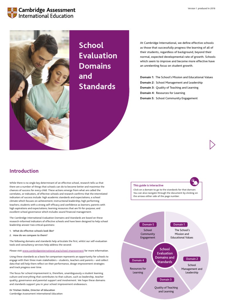 Cambridge School Evaluation Standards | PDF | Schools | Teachers