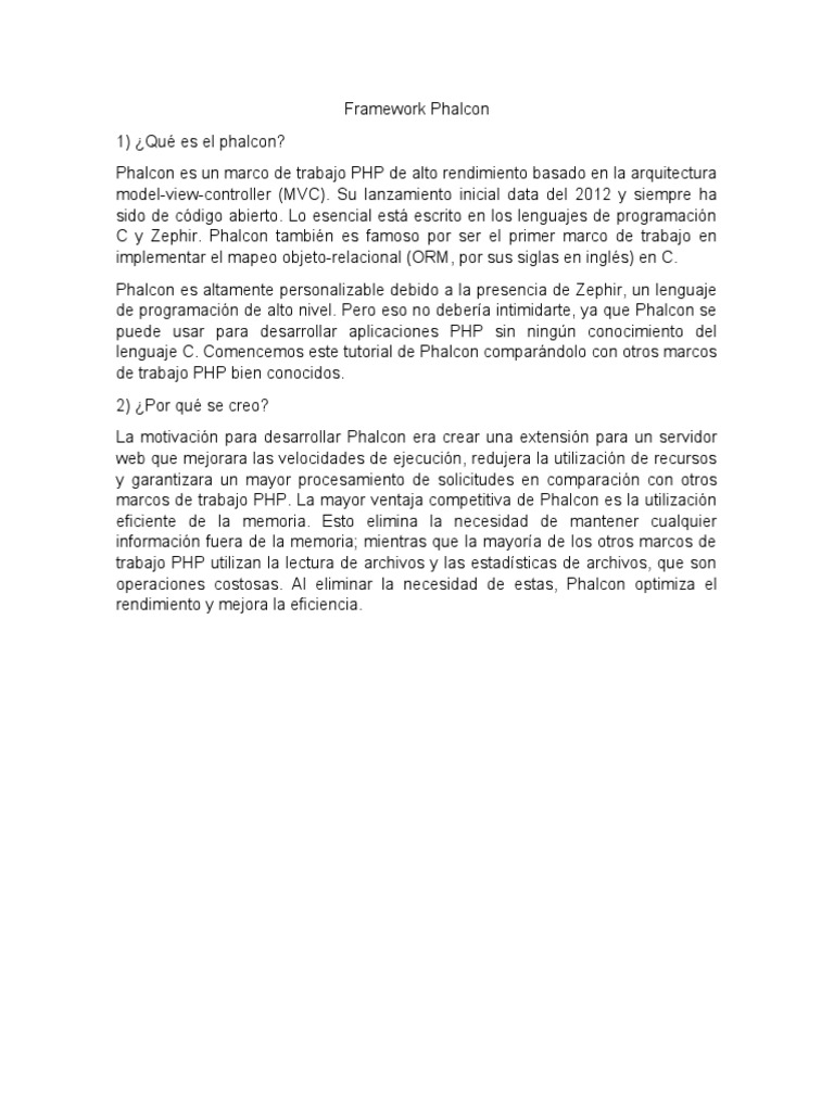 Framework Phalcon | PDF | Php | Marco de software