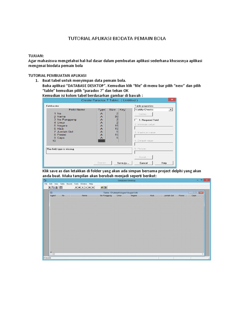 Visual 2 - Aplikasi Delphi Untuk Biodata Pemain Bola | PDF