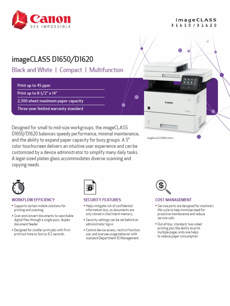 Canon ImageCLASS D1600 Brochure Final | PDF
