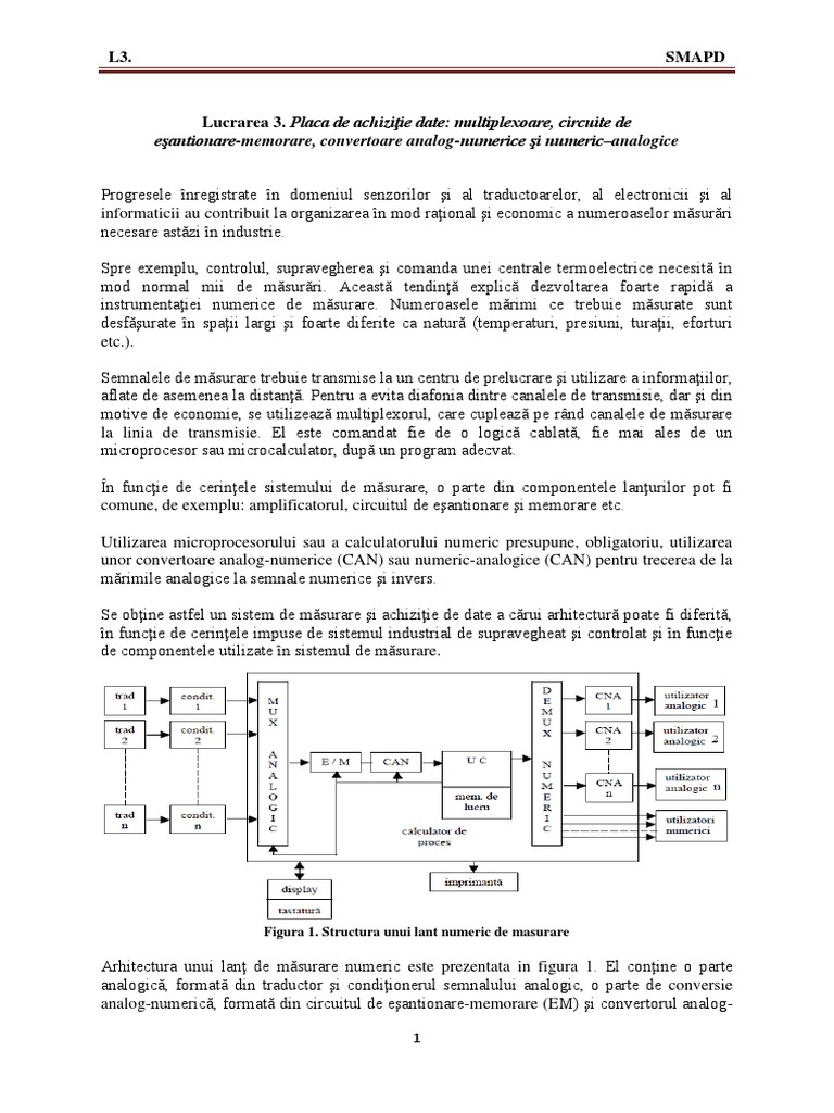 Lab 3. Placa de Achiziţie Date Multiplexoare - Circuite de Eşantionare ...