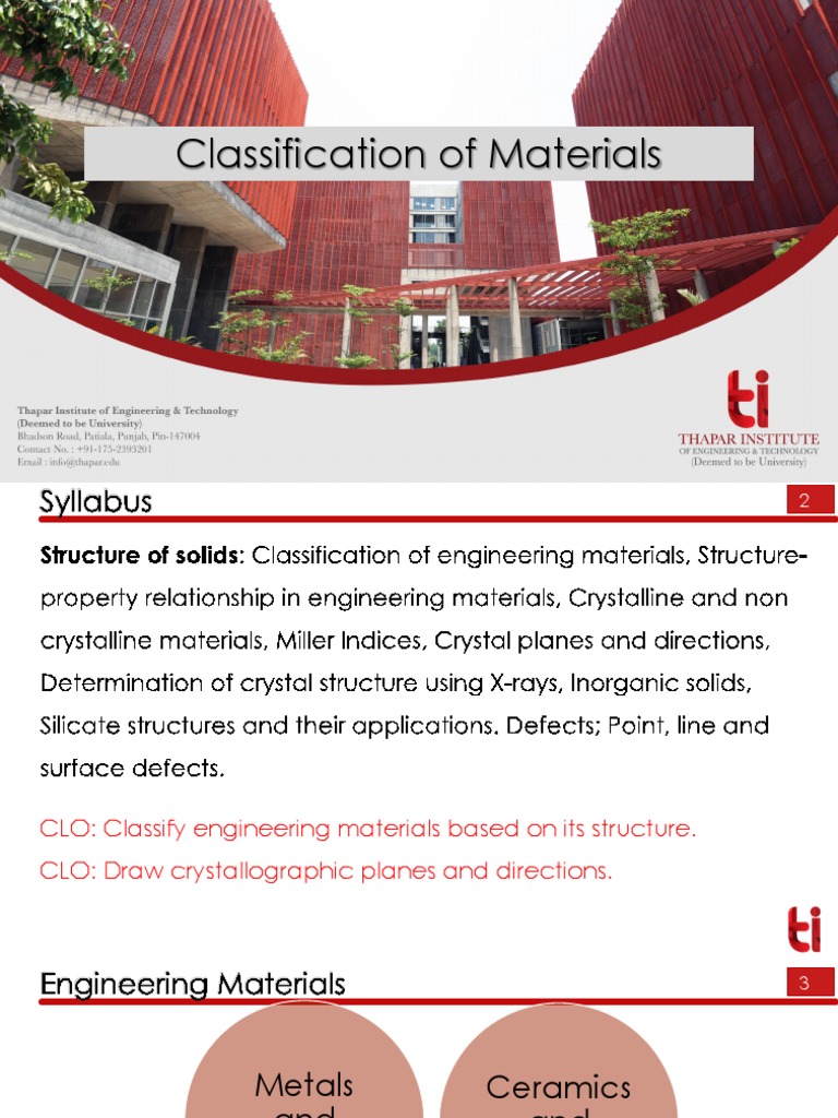 Lecture 3 Classification of Materials | PDF | Metals | Ceramics