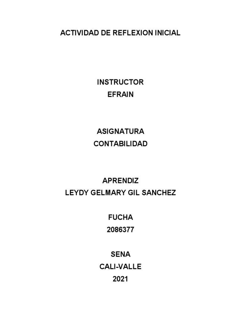 Actividad de Reflexion Inicial | PDF | Inventario | Contabilidad